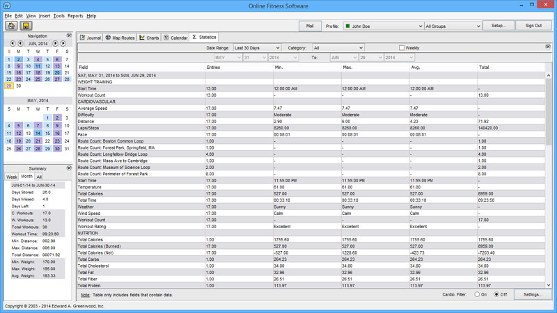 View 100s of statistics – Athletes Database Fitness Software